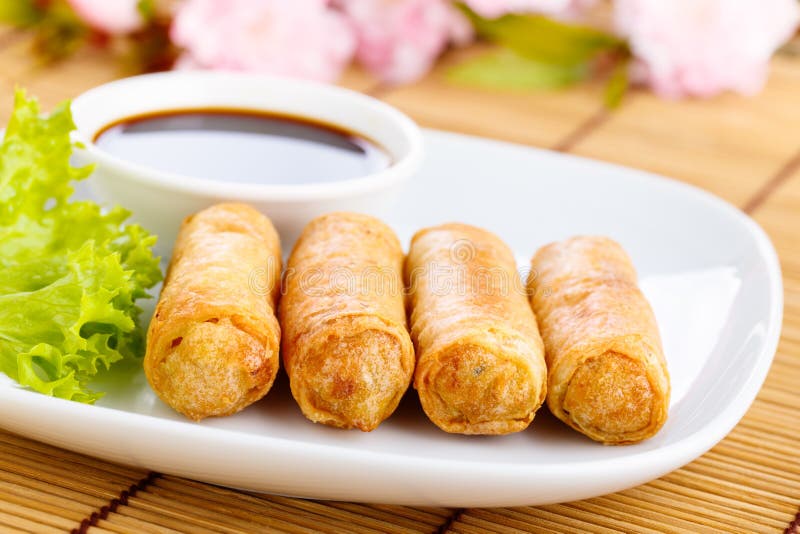 Spring rolls stock photo. Image of deep, sauce, rolls - 46613232