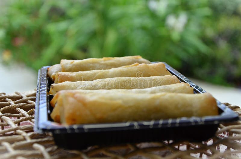 Spring Rolls (harumaki) Ready for Lunch Stock Image - Image of meat ...