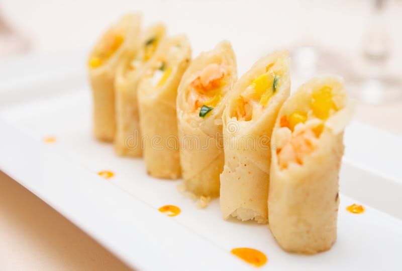 Spring rolls on plate stock photo. Image of appetizer - 28089182