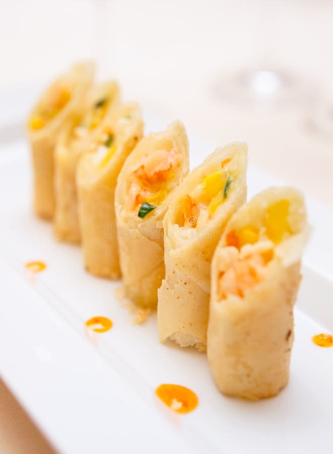 Spring rolls on plate stock image. Image of oriental - 28089229