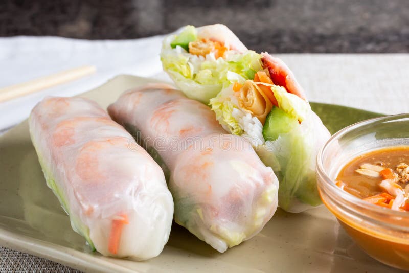 Spring rolls plate stock photo. Image of product, home - 192745534