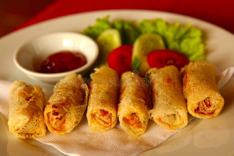 Spring Rolls with Soresweet Sauce Stock Photo - Image of asia, calories ...