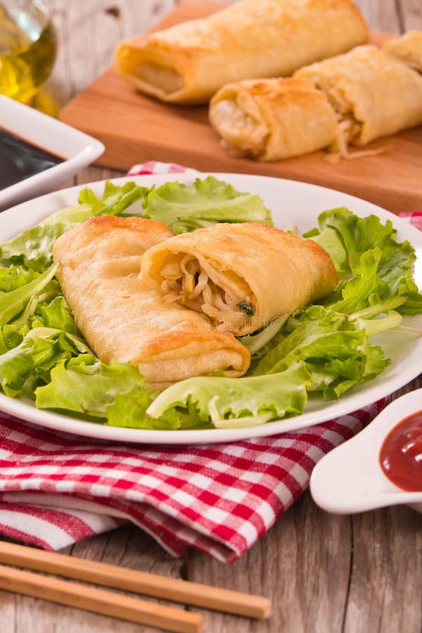 Spring rolls. stock photo. Image of organic, fried, fast - 128289588