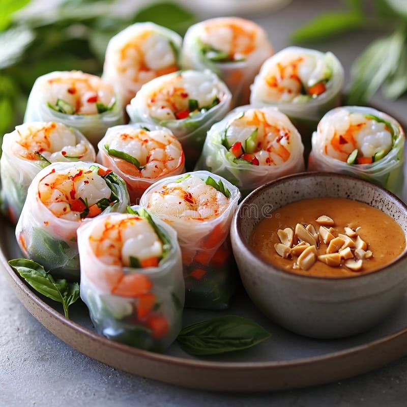 Spring Rolls Thailand Dish Close Up View Stock Illustration ...