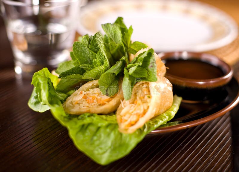 Spring rolls traditional stock photo. Image of serving - 9349996