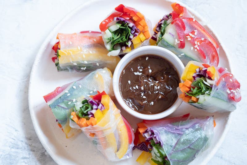 Spring Rolls with Vegetables Stock Image - Image of summer, rainbow ...