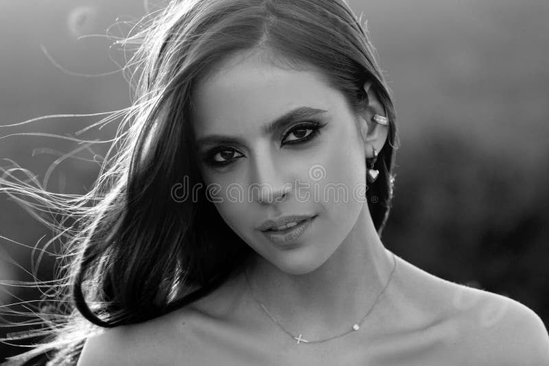 Spring Romantic Casual Woman Portrait. Beautiful Girl Outdoor, Close Up ... Spring Romantic Casual Woman Portrait. Beautiful Girl Outdoor, Close Up ...
