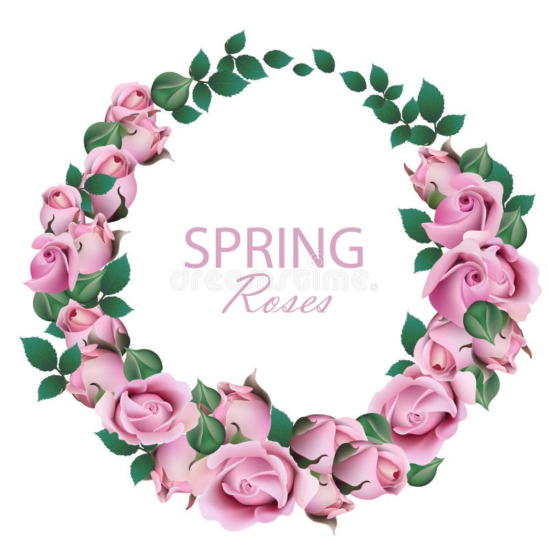 Spring Flower Wreath Vector Realistic Stock Illustration - Illustration ...