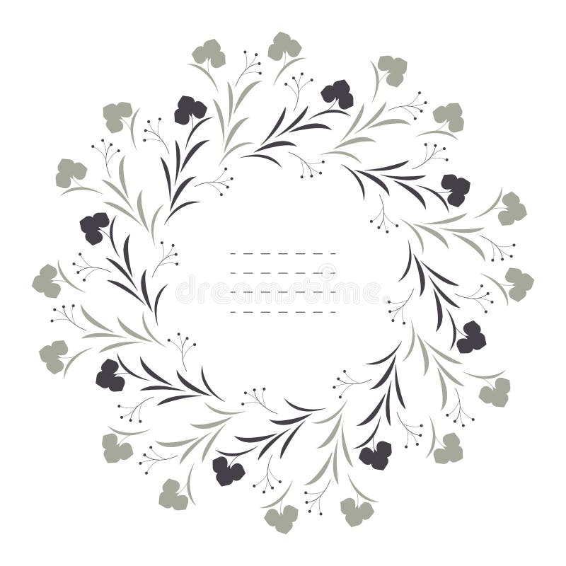 Spring Round Frame with Leaves and Flowers Isolated on White Bac Stock ...