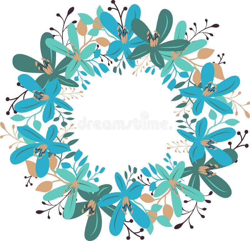 Spring Round Frame with Space for Text. Blue Flowers Stock Vector ...