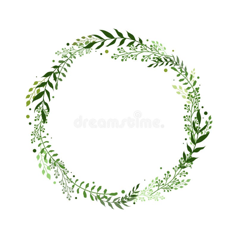 Spring Round Floral Pattern with Leaves and Branches Stock Vector ...