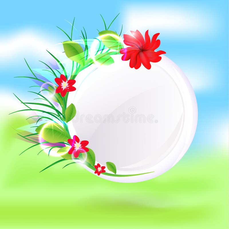 Spring round glass. Vector stock vector. Illustration of flower - 87493259