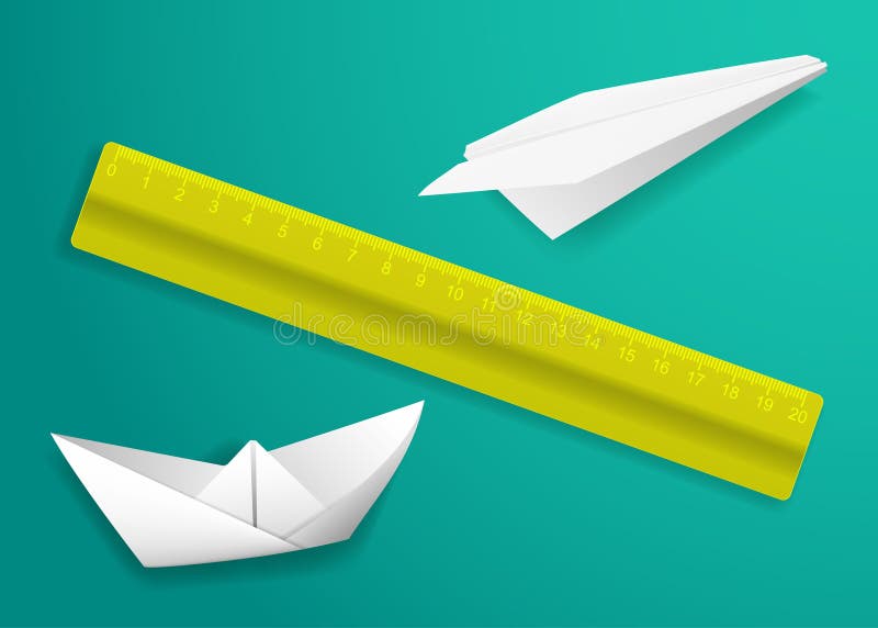 Ruler, Paper Boat and Paper Plane Stock Vector - Illustration of ...