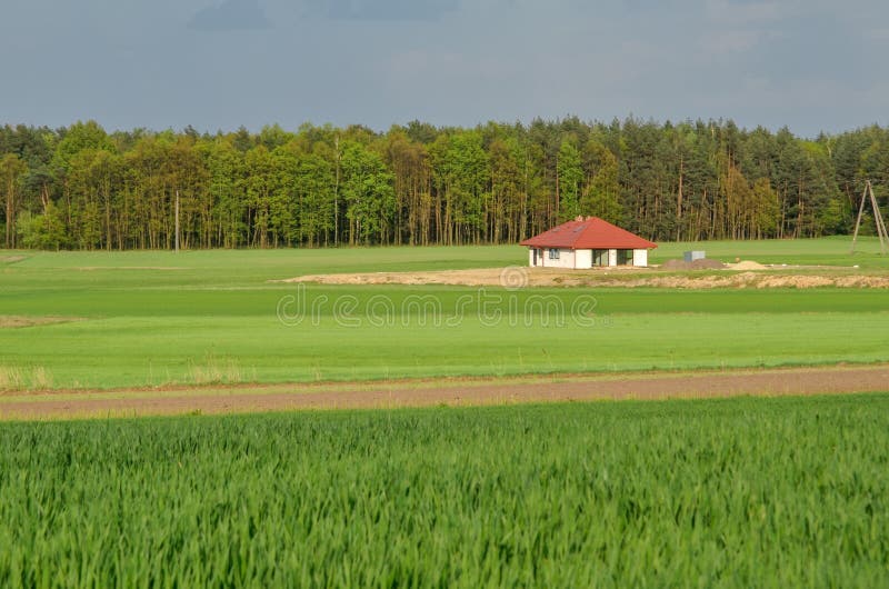 Spring rural landscape. stock image. Image of home, nature - 118237919