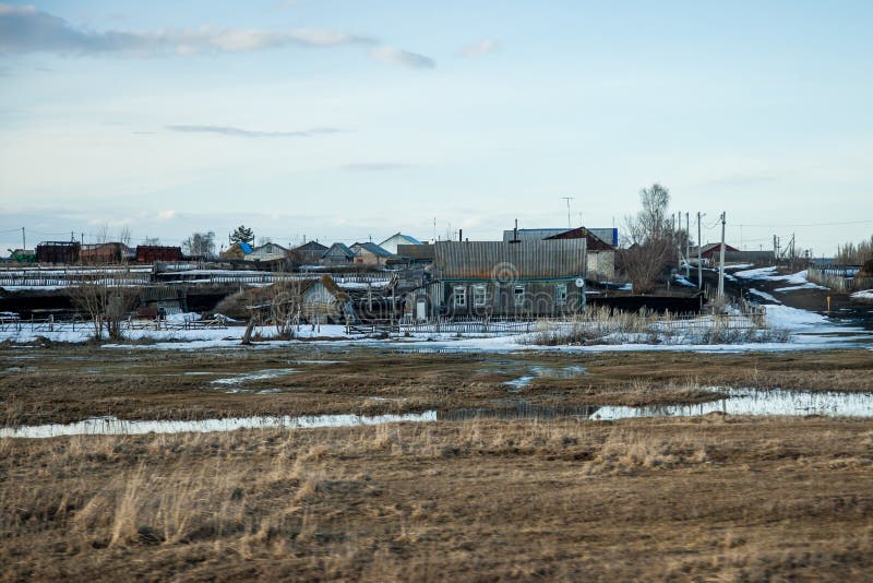 Spring in the Russian Village Stock Photo - Image of rustic, building ...