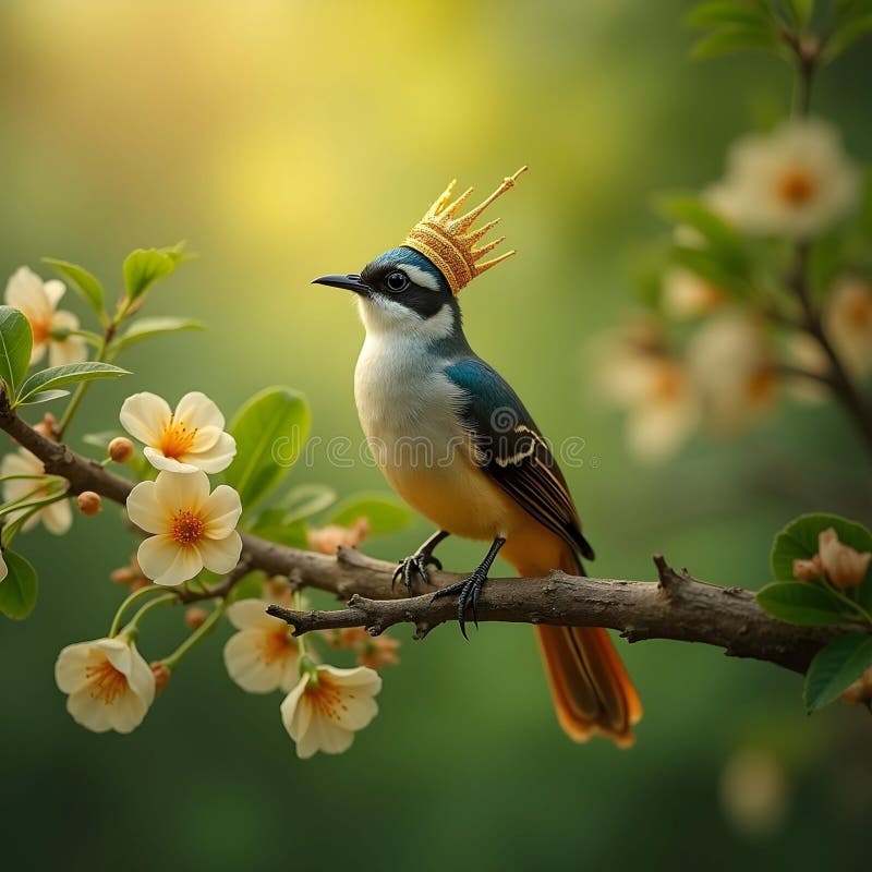 Spring S Majesty: White-eared Sibia Bird Adorned with a Crown Stock ...