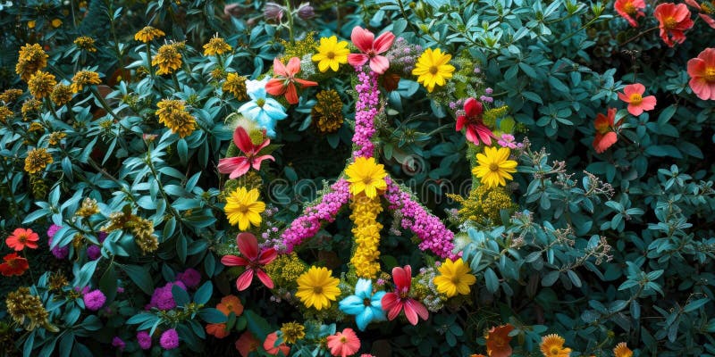 Spring S Peace: a Floral Peace Sign. Stock Illustration - Illustration ...
