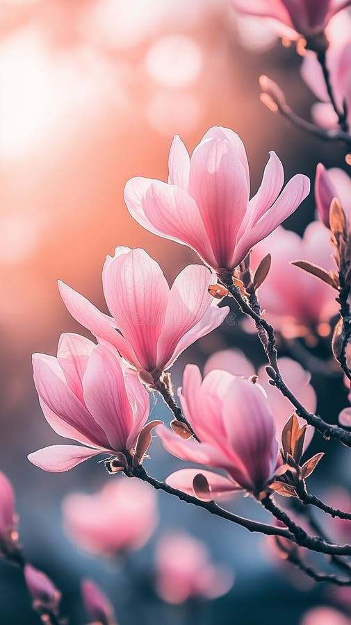 Spring S Renewal: Buds Bursting Open in Sunlit Serenity Stock ...