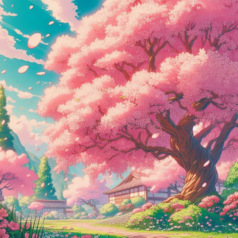 Spring Sakura Canopy stock illustration. Illustration of blossoms ...