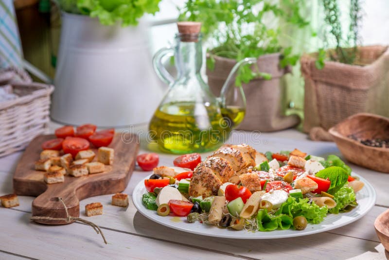 Spring Salad in the Sunny Kitchen Stock Photo - Image of diet, break ...