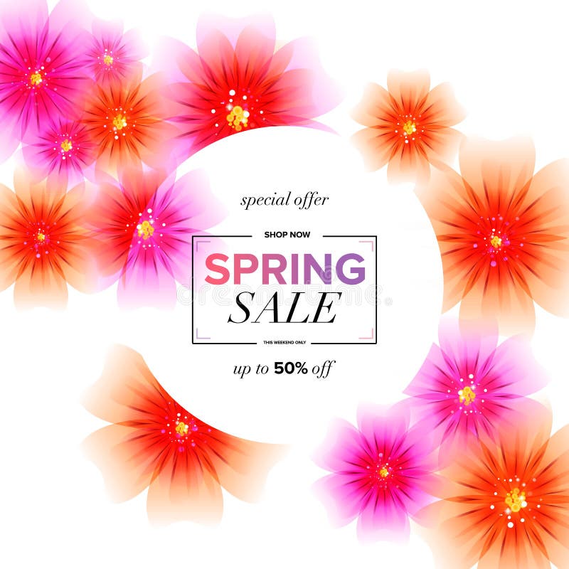Spring Sale Background with Beautiful Flowers Stock Illustration ...