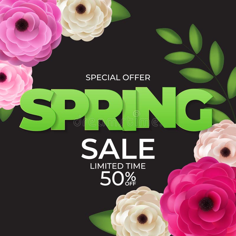 Spring Sale Background Poster Template. Vector Illustration Stock ...