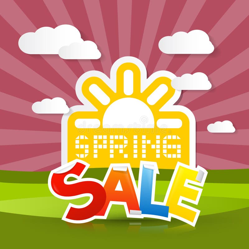 Spring Sale Background with Sun Stock Vector - Illustration of commerce ...