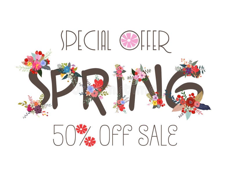 Spring Sale Banner, Sale Poster, Sale Flyer, Sale Vector. 50 Off Stock ...