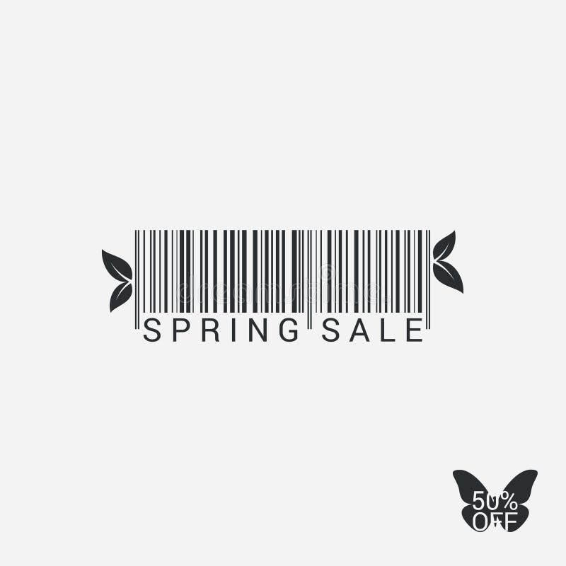 Spring Sale Bar Code Design Background Stock Vector - Illustration of ...