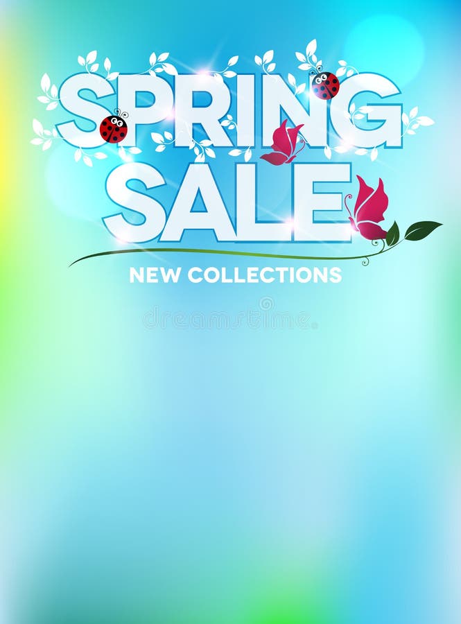 Spring Sale Blue Fresh Design Stock Vector - Illustration of flower ...