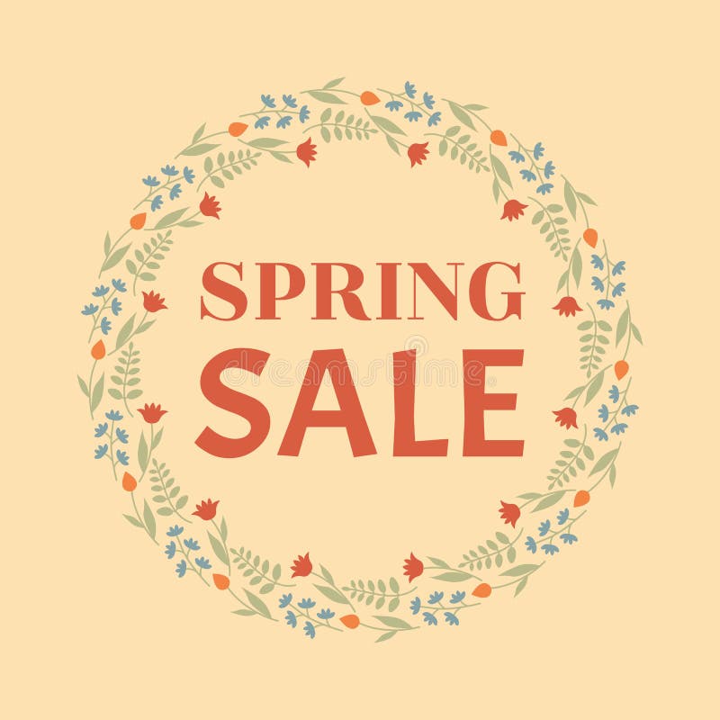 Spring Sale Design. Beautiful Colorful Illustration with Floral ...