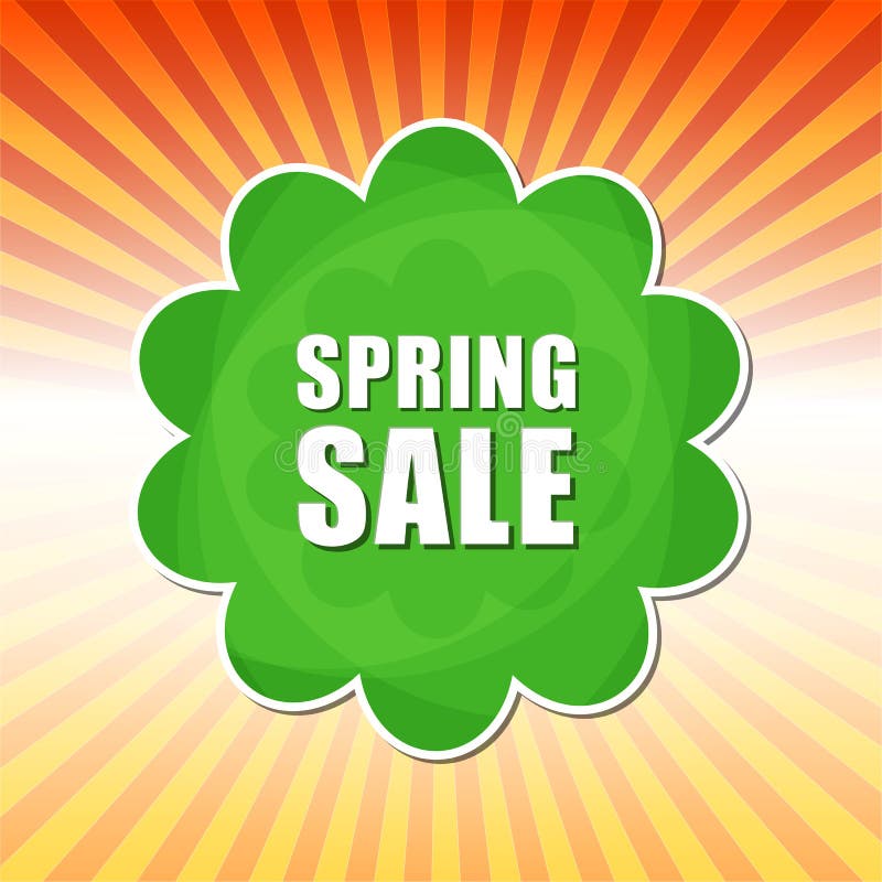 Spring Sale with Flowers Signs, Green Drawn Labels Stock Illustration ...