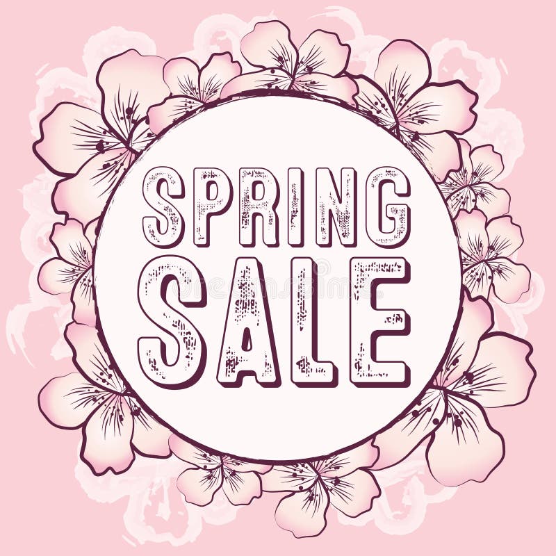 Spring Sale Graphic with Delicate Pink Flowers Stock Vector ...