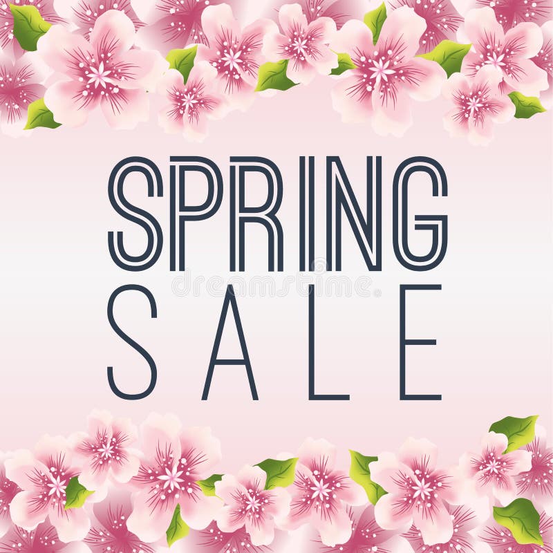 Spring Sale Graphic with Delicate Pink Flowers Stock Vector ...