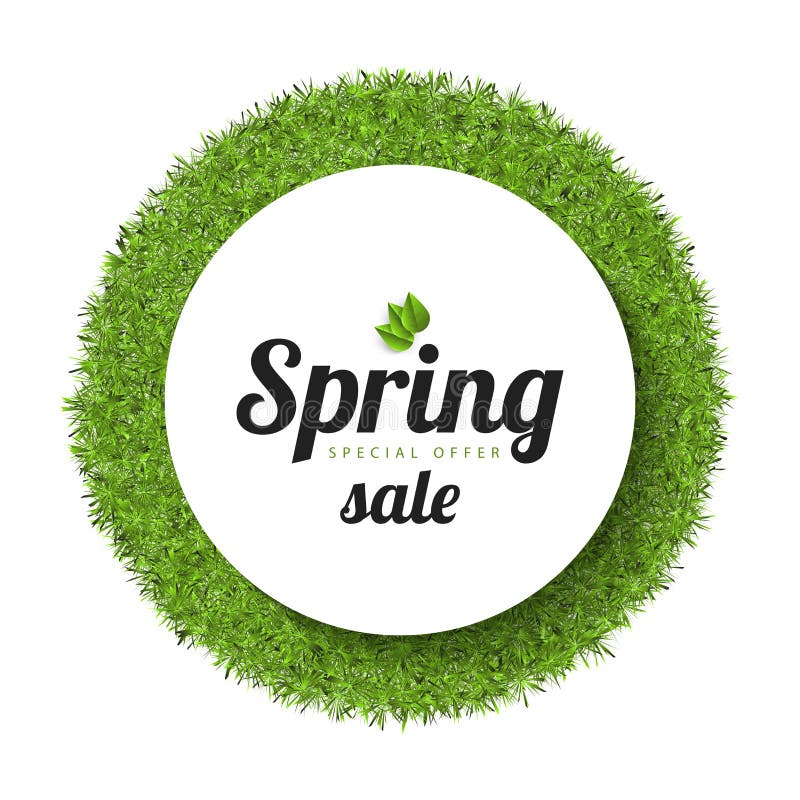 Spring Sale. Grass Around the Circle Stock Vector - Illustration of ...