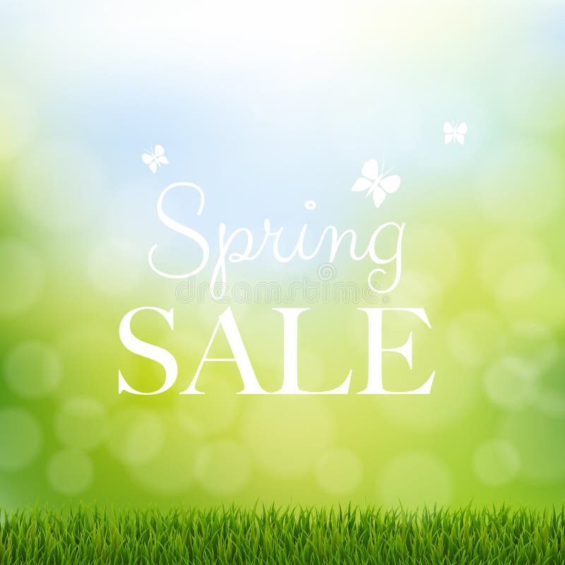 Spring Sale with Grass Border Stock Vector - Illustration of flowers ...