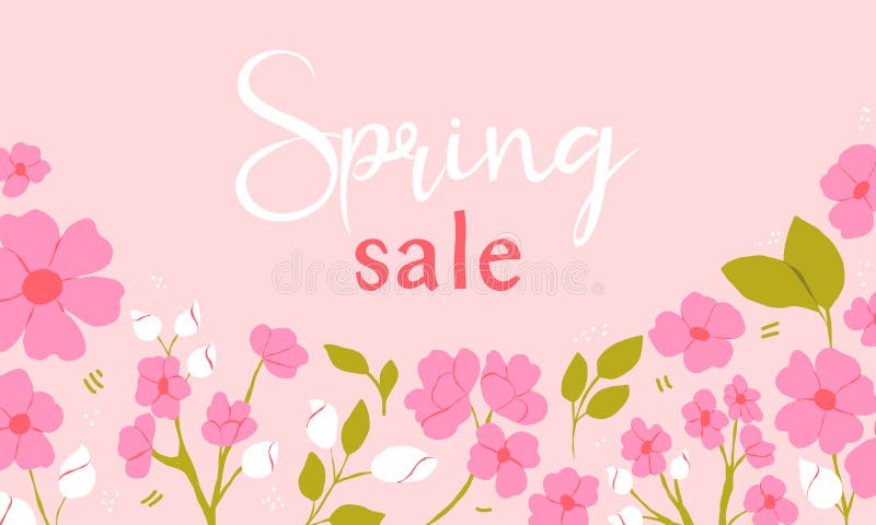 Spring Sale Horizontal Banner with Sakura Flowers Stock Vector ...