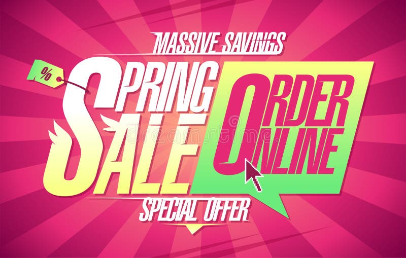 Massive Spring Clearance, Vector Poster Template with Pink Ribbon Stock ...