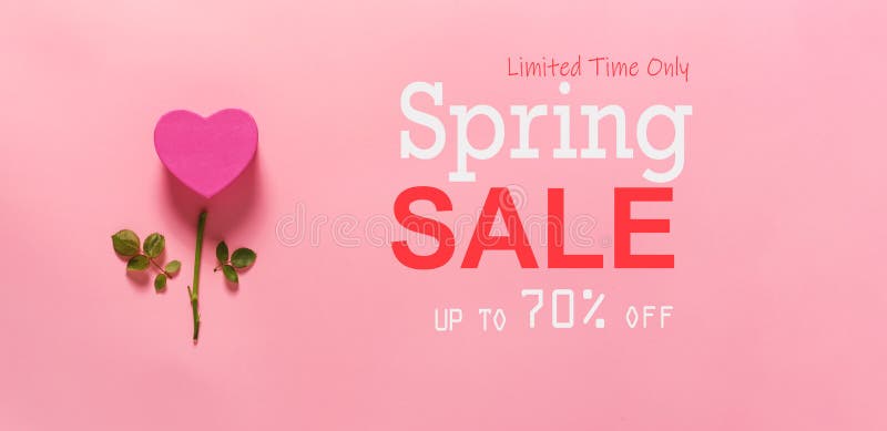 Spring Sale Message with Heart Flower Stock Image - Image of leaves ...