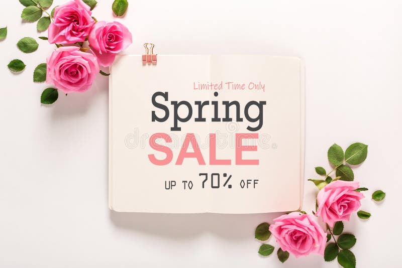Spring Sale Message with Roses and Leaves Stock Photo - Image of spring ...