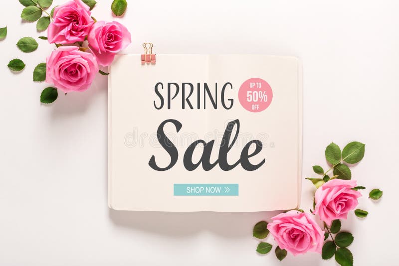 Spring Sale Message with Roses and Leaves Stock Illustration ...