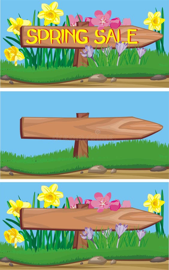 Spring sale - signpost stock vector. Illustration of grass - 23507877