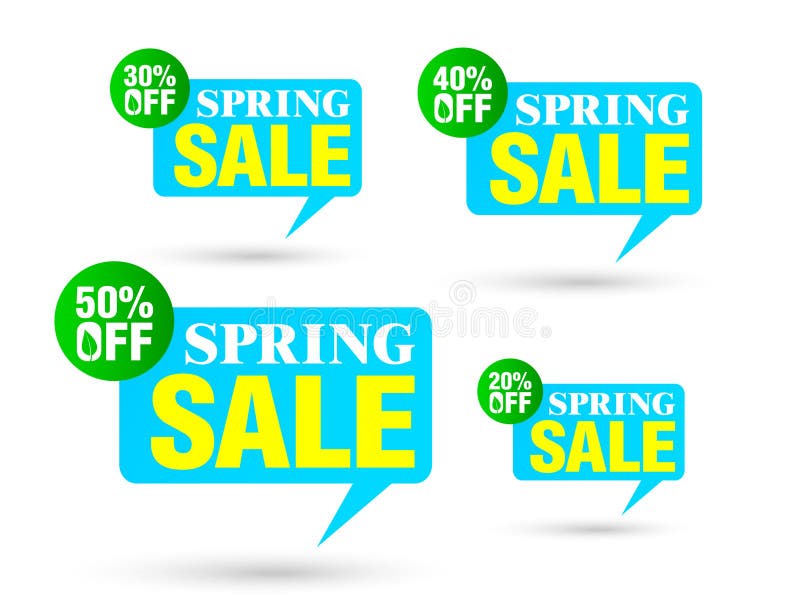 Spring Sale Tag Speech Bubble. Set of 20 , 30 , 40 , 50 Off Discount ...
