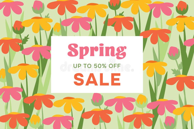 Spring Sale Template with Flowers. Spring Sale Stock Vector ...