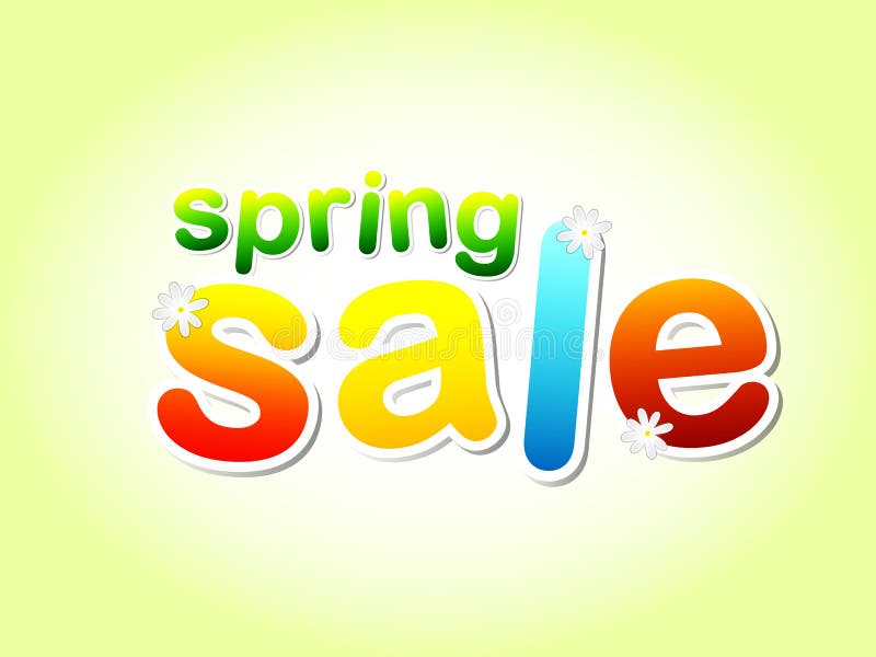 Spring Sale with Flowers Signs, Green Drawn Labels Stock Illustration ...