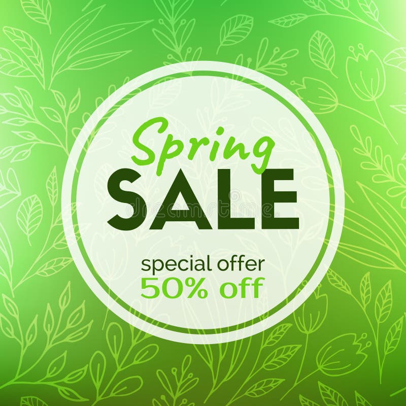 Spring Sale. Vector Discount Card Stock Vector - Illustration of bright ...