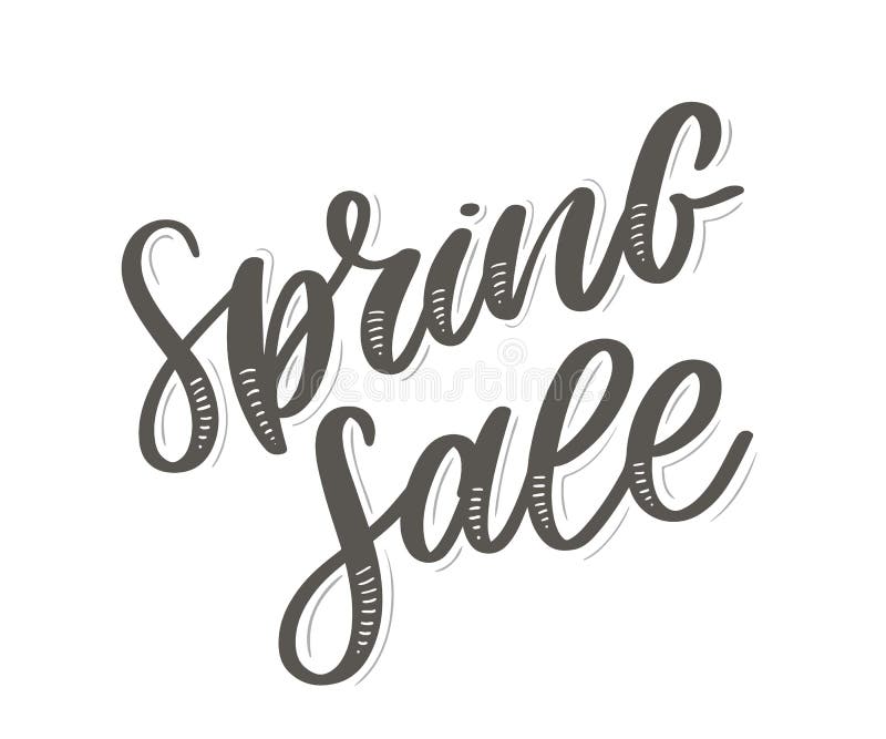 Spring Sale Word Hanging on Leaves with Strings. Vector Illustration ...