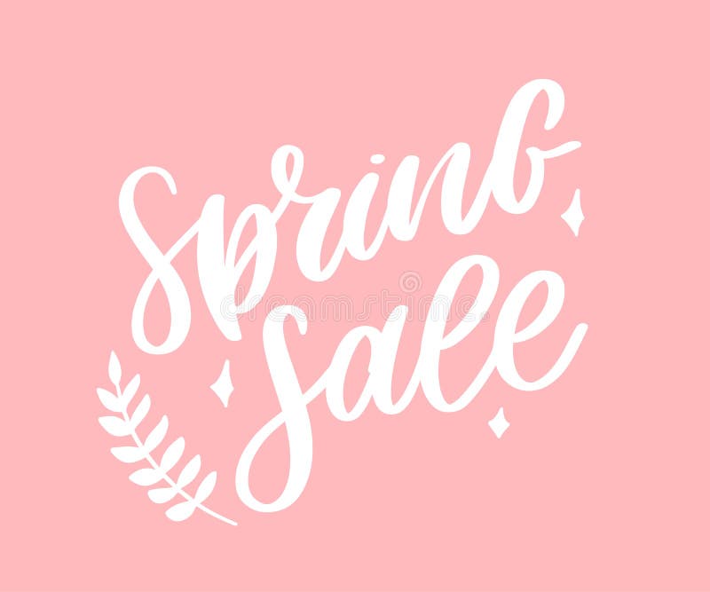 Spring Sale Word Hanging on Leaves with Strings. Vector Illustration ...