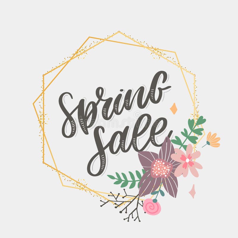 Spring Sale Word Hanging on Leaves with Strings. Vector Illustration ...