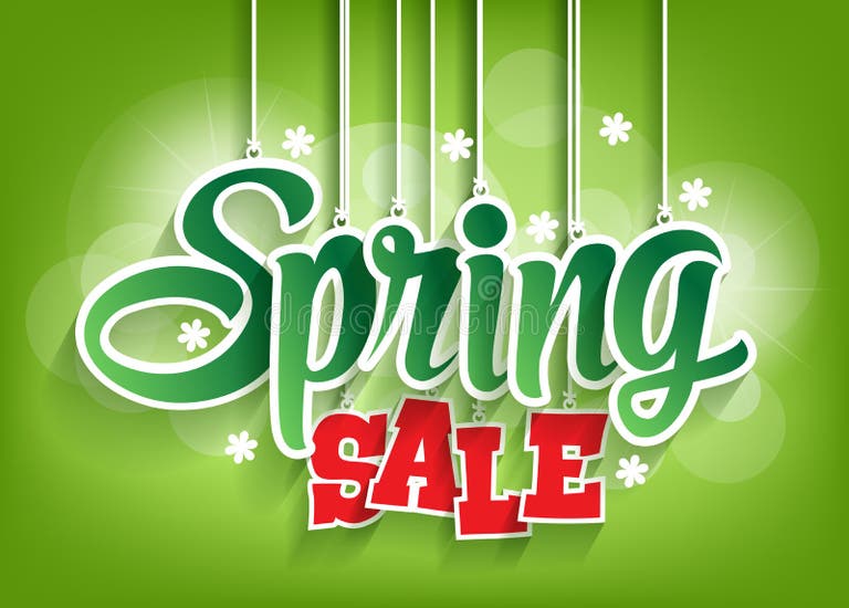Spring Sale Word Hanging with Strings Stock Vector - Illustration of ...
